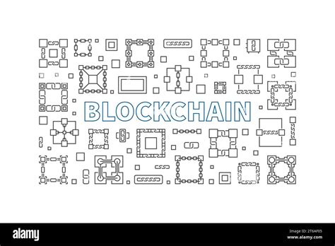 Blockchain Technology Concept Minimal Horizontal Banner Or Vector