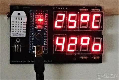 Temparature And Humidity Displayed With 7 Segment Arduino Nano Dht 22 Share Project Pcbway Artofit