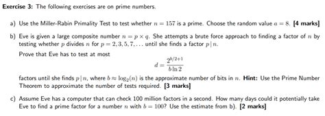 Solved Exercise The Following Exercises Are On Prime Chegg Com