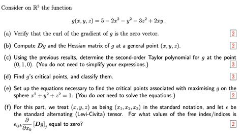 solved consider on r3 the function g x z 5 2x2 y2