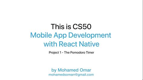 The Pomodoro Timer Project 1 Cs50s Mobile App Development With React Native 2019 Youtube