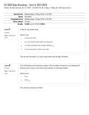Self Quiz Unit 4 Pdf 6 7 2018 Self Quiz Unit 4 CS 3303 Data Structures Term 4 2017 2018 Home