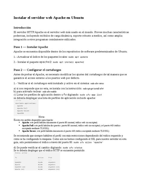 Instalar Apache En Ubuntu Pdf Servidor Apache Servidor Web