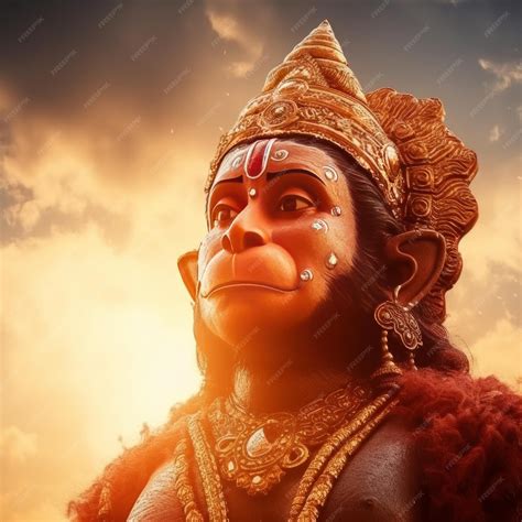 Premium Photo Statue Of Lord Hanuman Ji Face Generative Ai