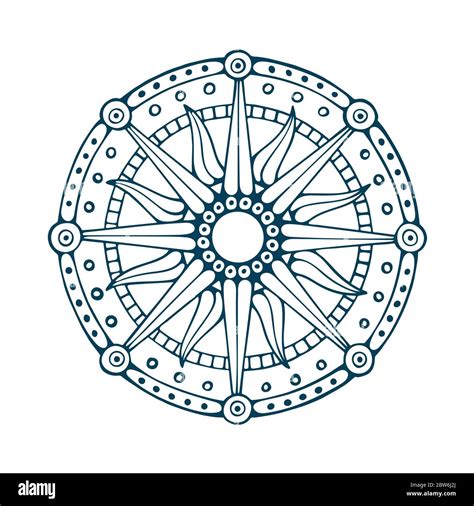 Wind Rose Vintage Compass Rose Retro Nautical And Marine Navigation Compass Vector
