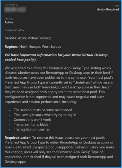 fix to avd host pools no longer support desktop and remote apps