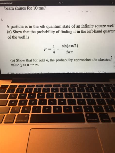 Solved A Particle Is In The Nth Quantum State Of An Infinite Chegg