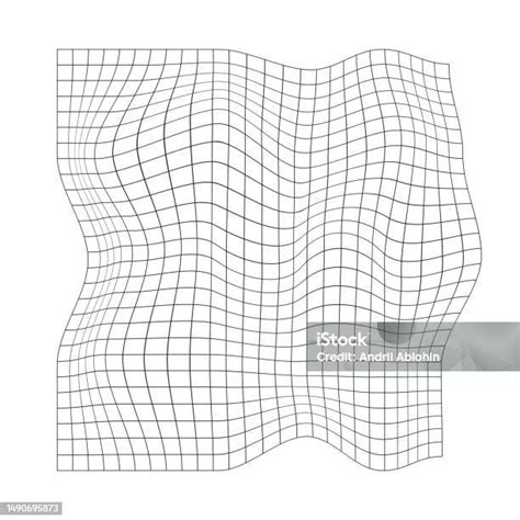 Distorted Square Grid Warped Mesh Texture Net With Curvatured Effect Chequered Pattern