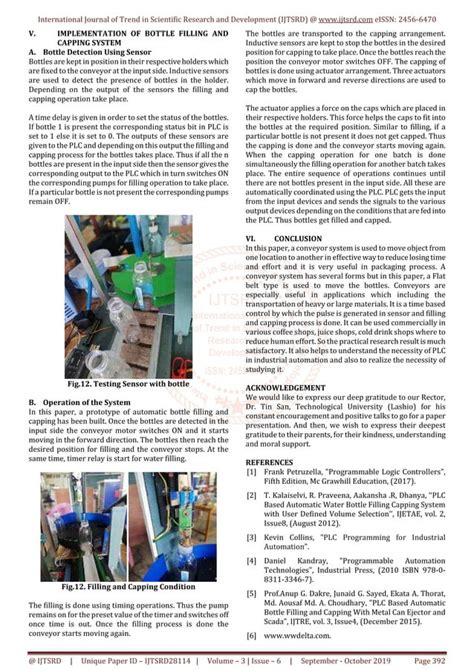 PLC Based Automatic Bottle Filling And Capping System PDF Technology Computing