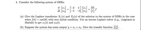 Solved Consider The Following System Of Odesconsider The