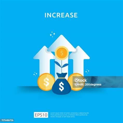 소득 급여 비율 증가 비즈니스 차트 그래픽 성장 마진 수익 화살표 요소를 갖춘 투자 Roi 개념의 재무 성과 플랫 스타일 디자인