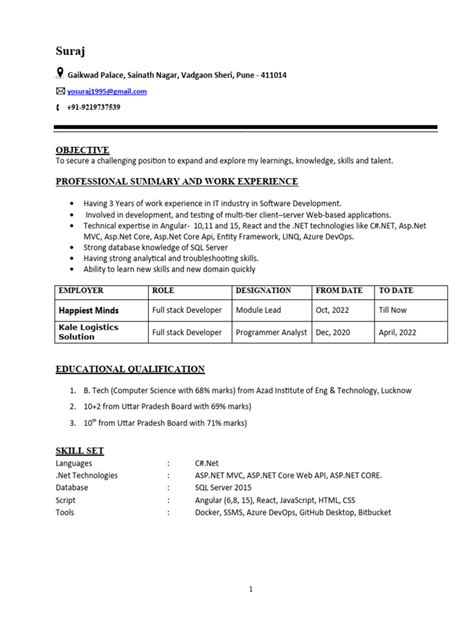 Surajprajapati Net Core And Angular Developer 3y 0m Innova Pdf Microsoft Sql Server