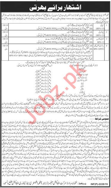 Elementary And Secondary Education Department Kpk Jobs 2019 2024 Job