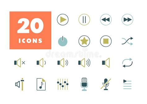 Multimedia User Interface Vector Icons Set Stock Illustration