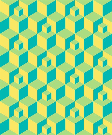 Background Geometric Pattern Cube Shape Yellow Green Blue 14218614