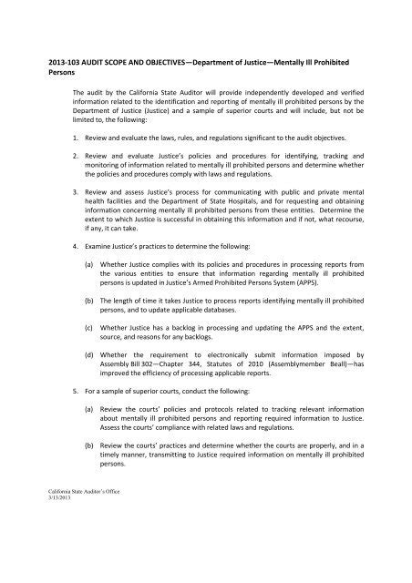 Audit Scope PDF Bureau Of State Audits