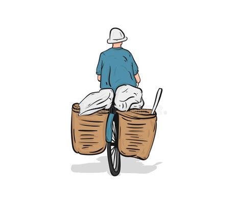 A Man Pedaling His Bicycle Stock Illustration Illustration Of