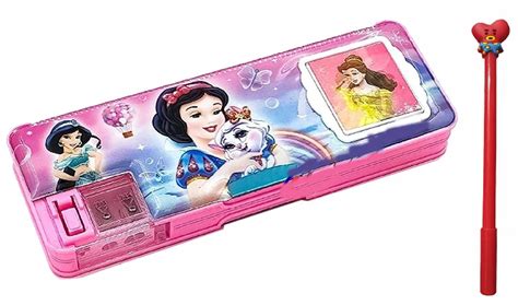 TECHNOCHITRA Doll Printed Pencil Box With Calculator And Heart Shape Pen Forl Girls Amazon In