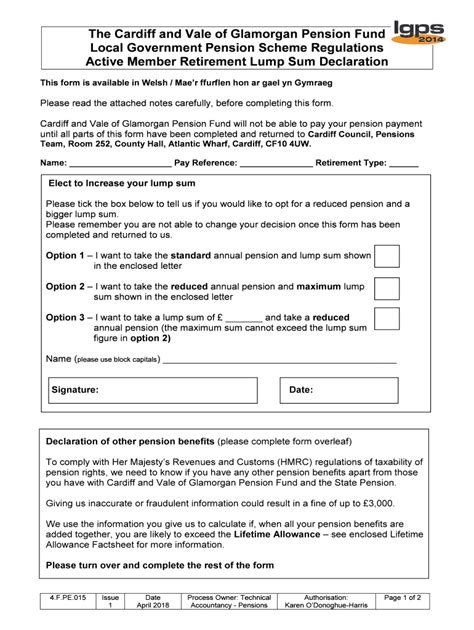 Fillable Online Active Member Retirement Lump Sum Declaration Fax Email Print Pdffiller