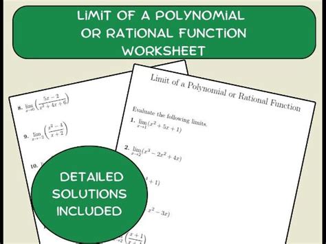Limit Of A Polynomial Or Rational Function Worksheet With Solutions