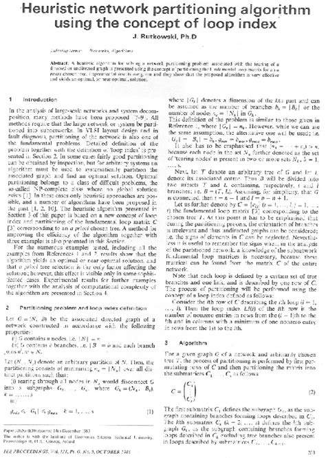 Pdf Heuristic Network Partitioning Algorithm Using The Concept Of Loop Index