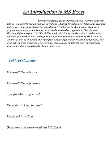 Solution An Introduction To Ms Excel Studypool