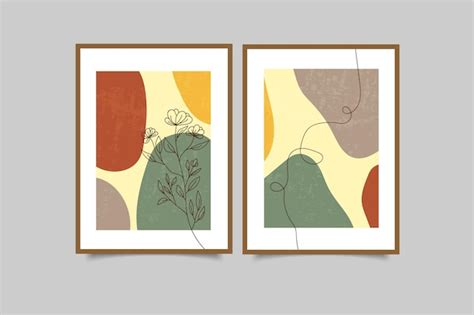 현대 포스터 라인 아트 Boho 현대 벽 예술 인쇄 프리미엄 벡터