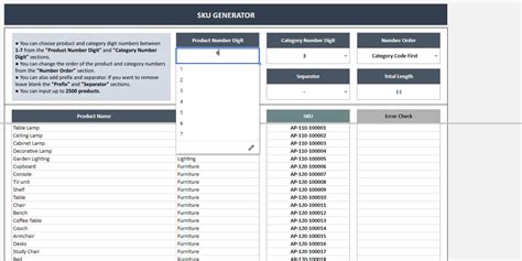 SKU Generator Google Sheets Template SKU Barcode Generator SKU Creator Sku Number Etsy