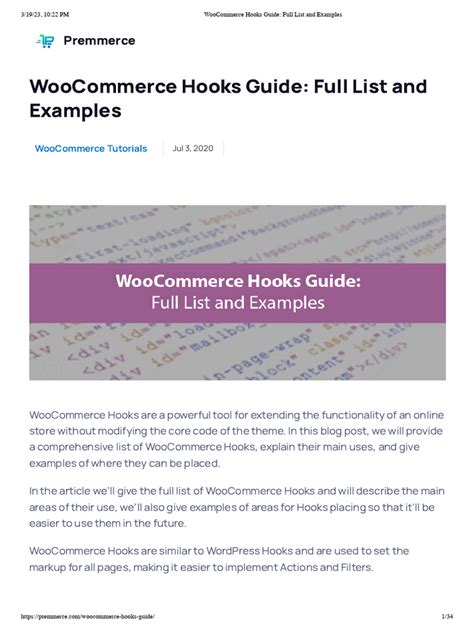 woocommerce hooks guide full list and examples pdf