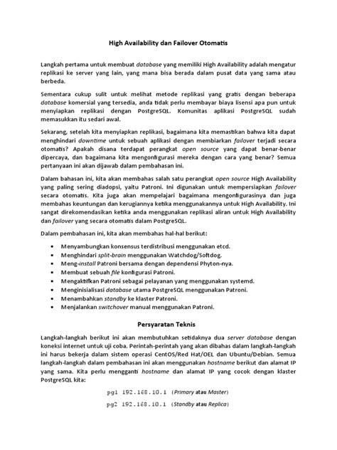 High Availability Dan Failover Otomatis Pdf