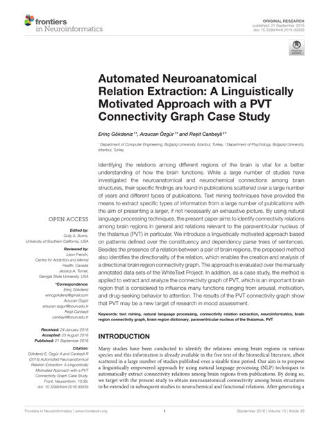 Pdf Automated Neuroanatomical Relation Extraction A Linguistically Motivated Approach With A