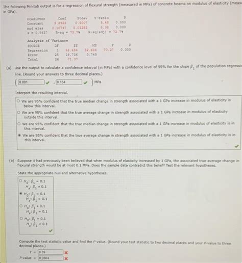 solved the following minitab output is for a regression of