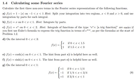 Solved Calculating Some Fourier Series Calculate The Chegg Com