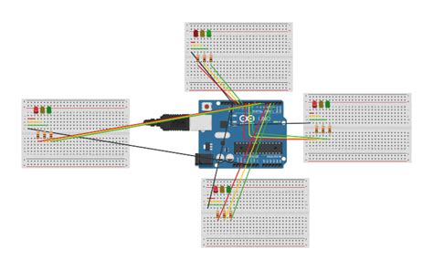 Circuit Design 4 Way Traffic Signal Tinkercad
