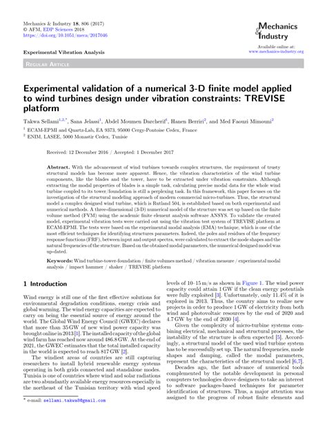 pdf experimental validation of a numerical 3 d finite model applied