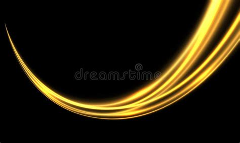 Abstract Gold Light Speed Curve Motion On Black Design Modern Futuristic Technology Background