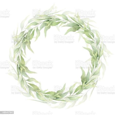 녹색 가지와 나뭇잎으로 만든 둥근 프레임 단풍의 화환 손으로 그린 그림입니다 청첩장 엽서 디자인 및 문구류용 갈란드 장식품에 대한 스톡 벡터 아트 및 기타 이미지 Istock