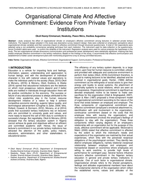 Pdf Organisational Climate And Affective Commitment Evidence From