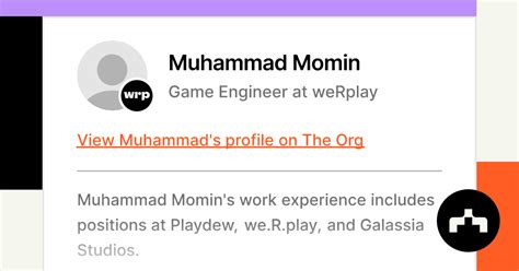 Muhammad Momin Game Engineer At Werplay The Org