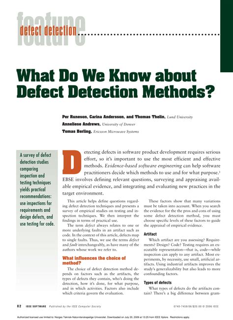 PDF What Do We Know About Defect Detection Methods