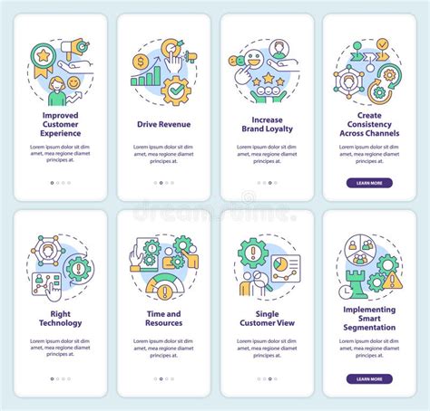 Personalized Marketing Tasks Onboarding Mobile App Screen Set Stock Vector Illustration Of