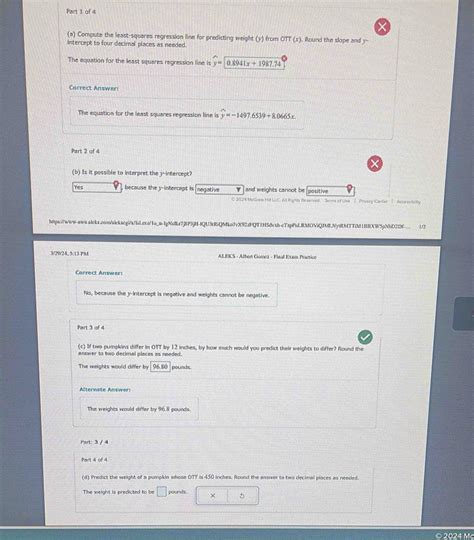 Solved Part 1 Of 4 A Compute The Least Squares Regression Line For Predicting Weight Y From