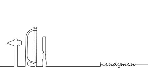 전문 핸디 서비스 쇠톱 망치 끌 실루엣 및 텍스트 공간이 있는 벡터 배너 템플릿입니다 웹 사이트 디자인 앱 Ui를 위한 흰색 배경의 복구 도구 주당순이익10 0명에 대한