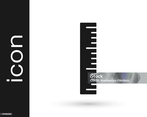 흰색 배경에 격리된 검은색 눈금자 아이콘입니다 스트레이트 엣지 기호입니다 벡터 검은색에 대한 스톡 벡터 아트 및 기타 이미지