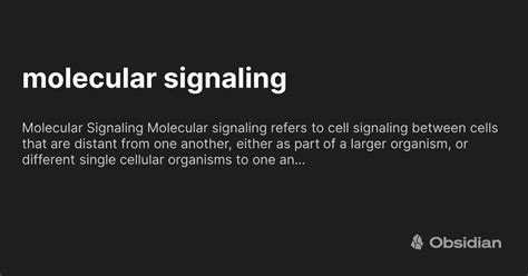 Molecular Signaling Obsidian Publish