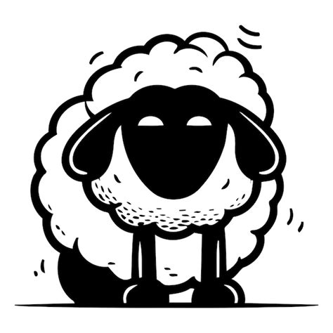 Овца с грустным выражением лица Векторная иллюстрация мультфильма овцы Премиум Ai