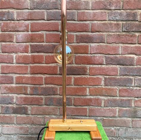 copper heart table lamp with love script bulb folksy