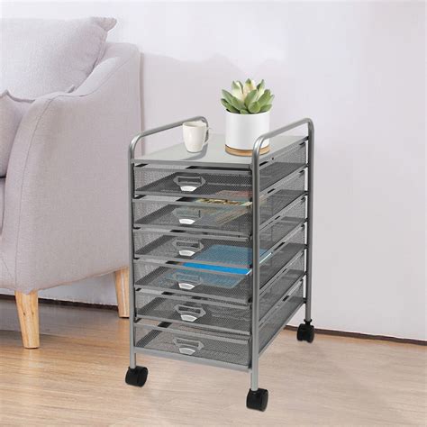 Miumaeov Metal Rolling File Carts With Wheels Rolling File Cart With Drawers Free Standing File