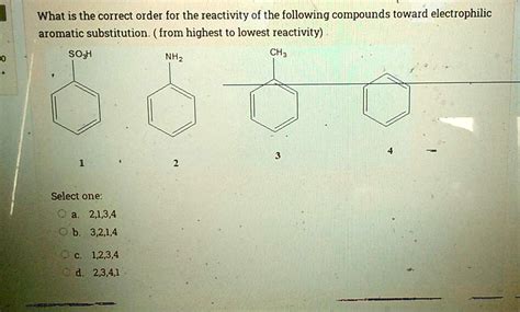 Solved What Is The Correct Order For The Reactivity Of The Following Compounds Toward