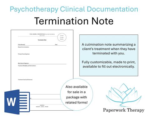 Therapy Form Termination Note Etsy